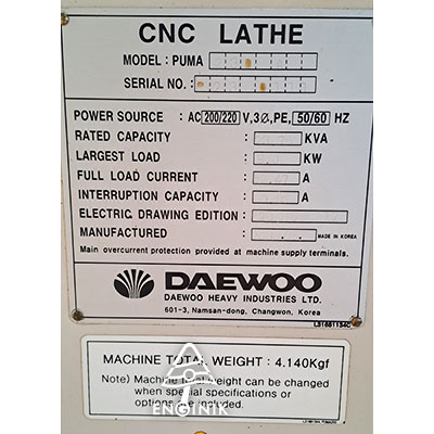 فروش دستگاه cnc تراش افقی 3محور DAEWOO کره مدل PUMA 230M | انجینیک
